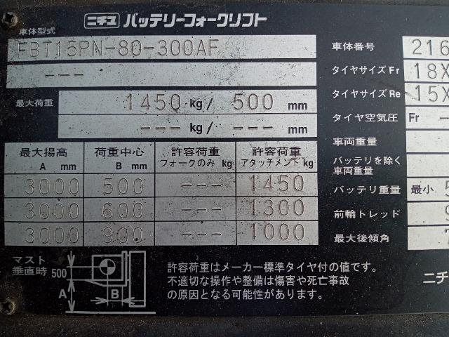 NICHIYU | FORKLIFT (Battery) | No.1161080